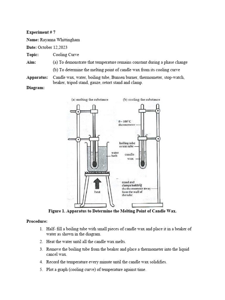 Cooling Curve of Candle Wax Experiment | PDF | Freezing | Temperature
