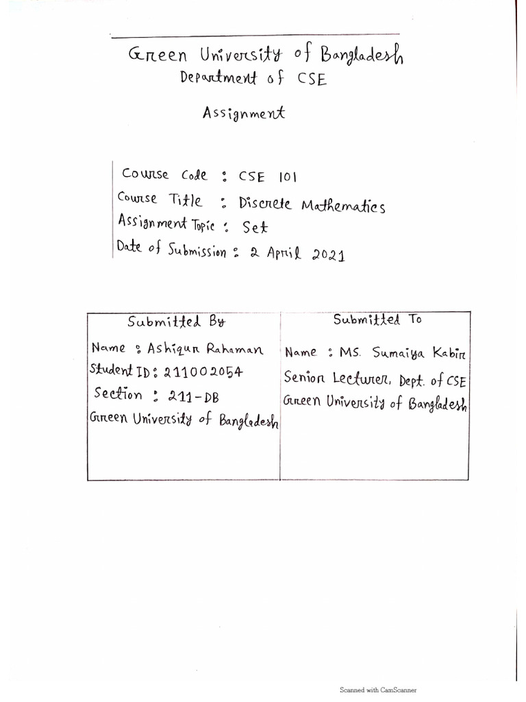 CSE Assignment | PDF CSE Assignment | PDF