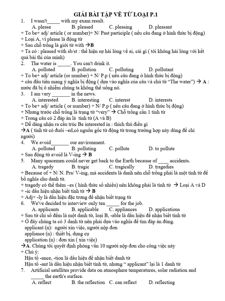 (123doc) Bai Tap Ve Tu Loai Co Dap An Chi Tiet | PDF