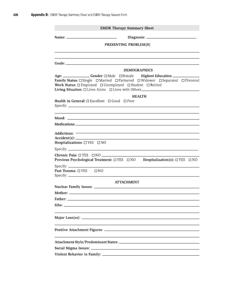 Therapy Summary Sheet | PDF