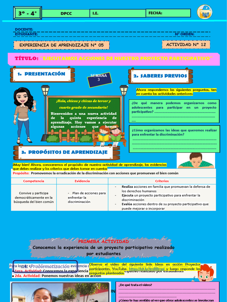 3ro - 4to Actividad 12-Exp. 5-DPCC | PDF | Evaluación | Cognición