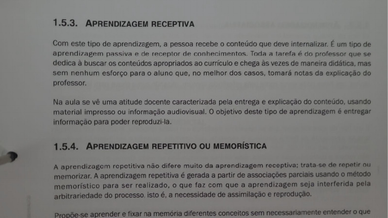 Aprendizagem Receptiva (conteúdo interno) | PDF