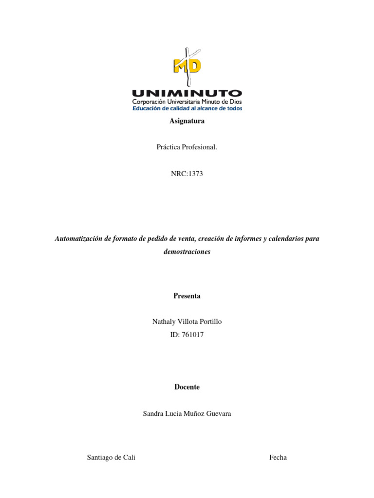 PRACTICA PROFESIONAL- AVANCE 1 NATHALY VILLOTA | PDF