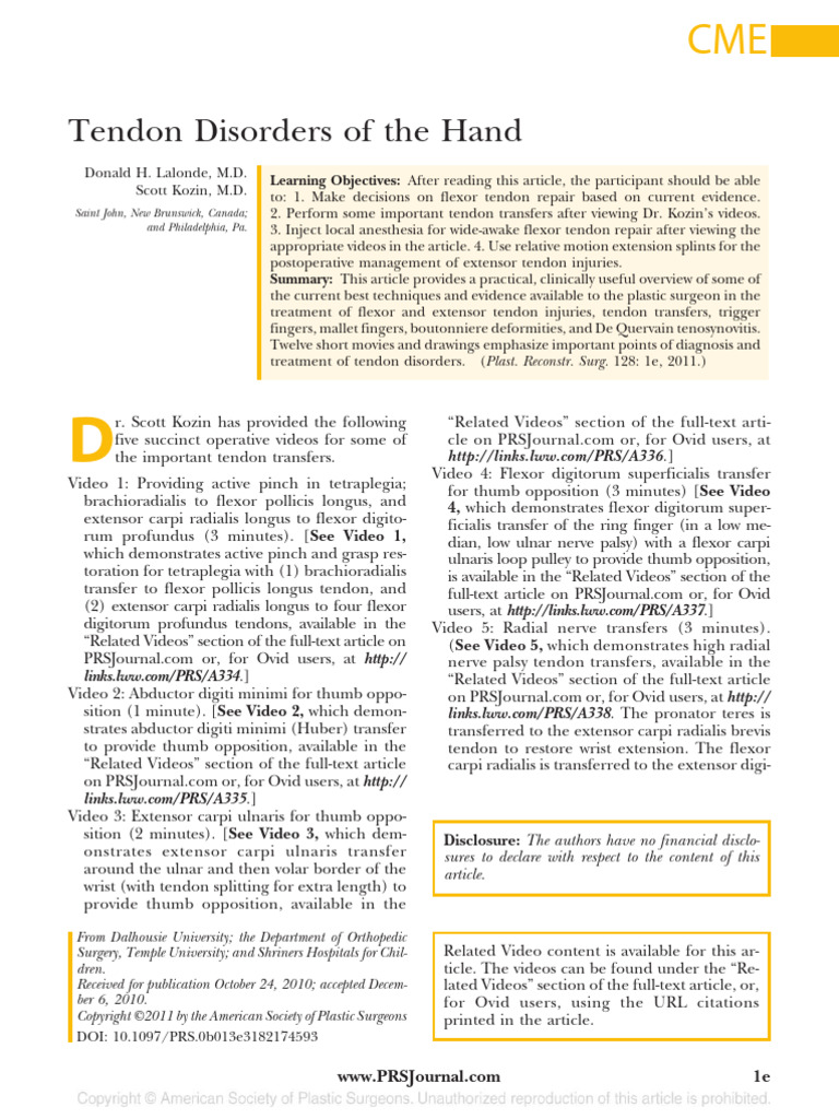 Prs 0b013e3182174593 | PDF | Finger | Thumb