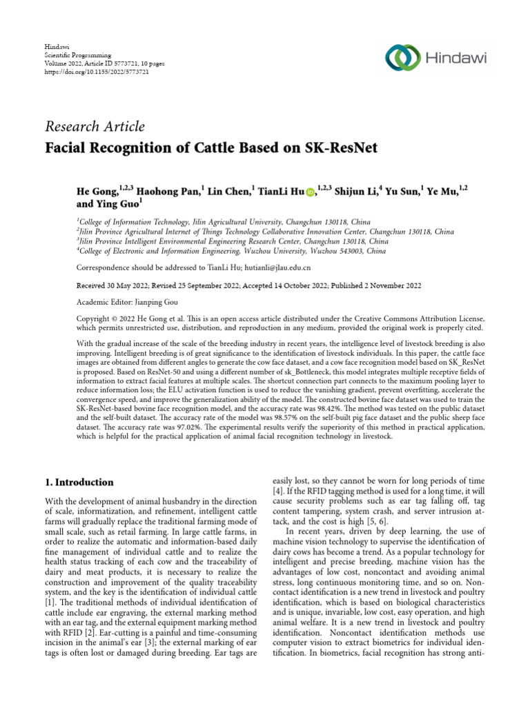 Facial Recognition of Cattle Based On SK-ResNet | PDF | Artificial ...