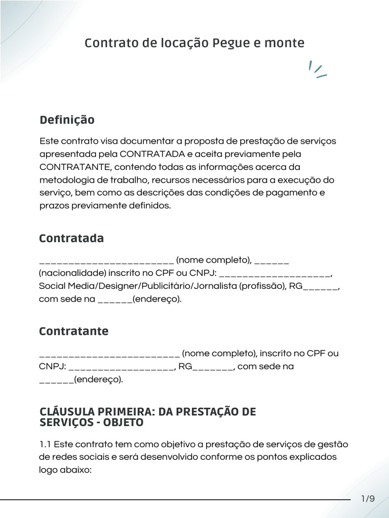 Contrato de Locação Pegue e Monte | PDF Contrato de Locação Pegue e Monte | PDF