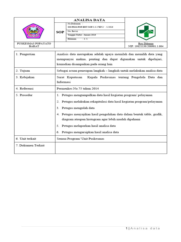 Sop Analisa Data | PDF | Karier & Perkembangan | Pengembangan Diri