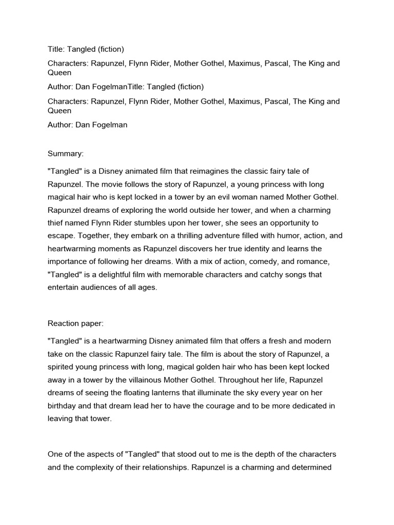 Reaction Paper Tangled Reshelle Boco | PDF