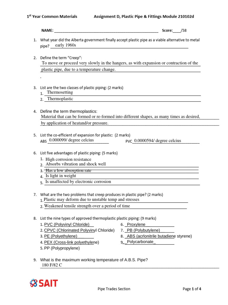 Assignment D - Plastic Pipe and Tube | PDF | Pipe (Fluid Conveyance ...