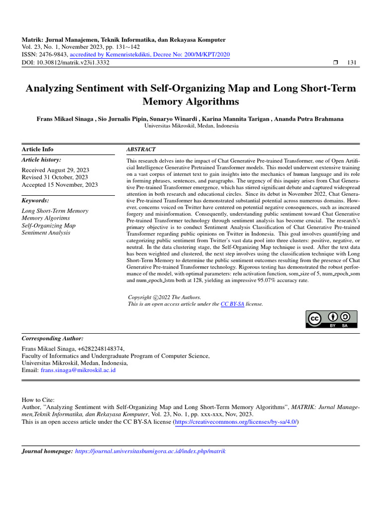 Analyzing Sentiment With Self-Organizing Map and Long Short-Term Memory ... Analyzing Sentiment With Self-Organizing Map and Long Short-Term Memory ...