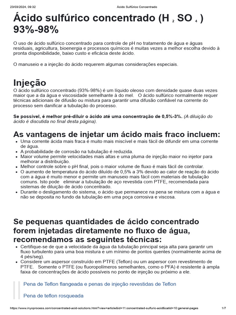 Ácido Sulfúrico Concentrado | PDF