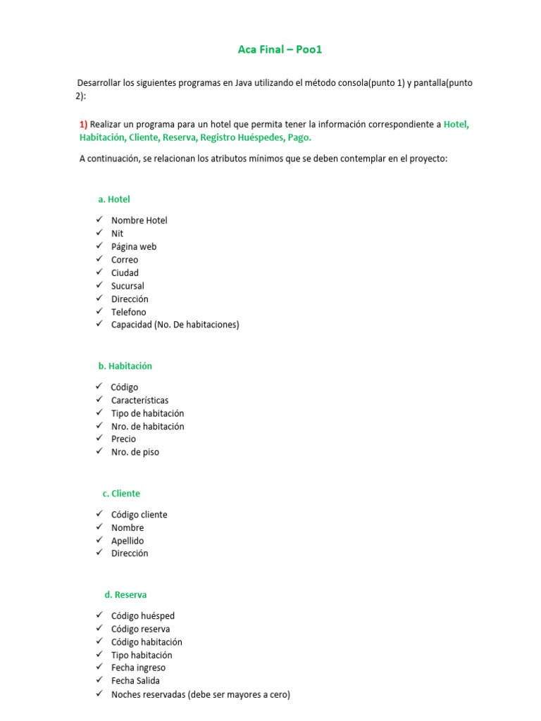 Aca Final - Programación Orientada A Objetos I - 24V01 | PDF | Hotel | Software