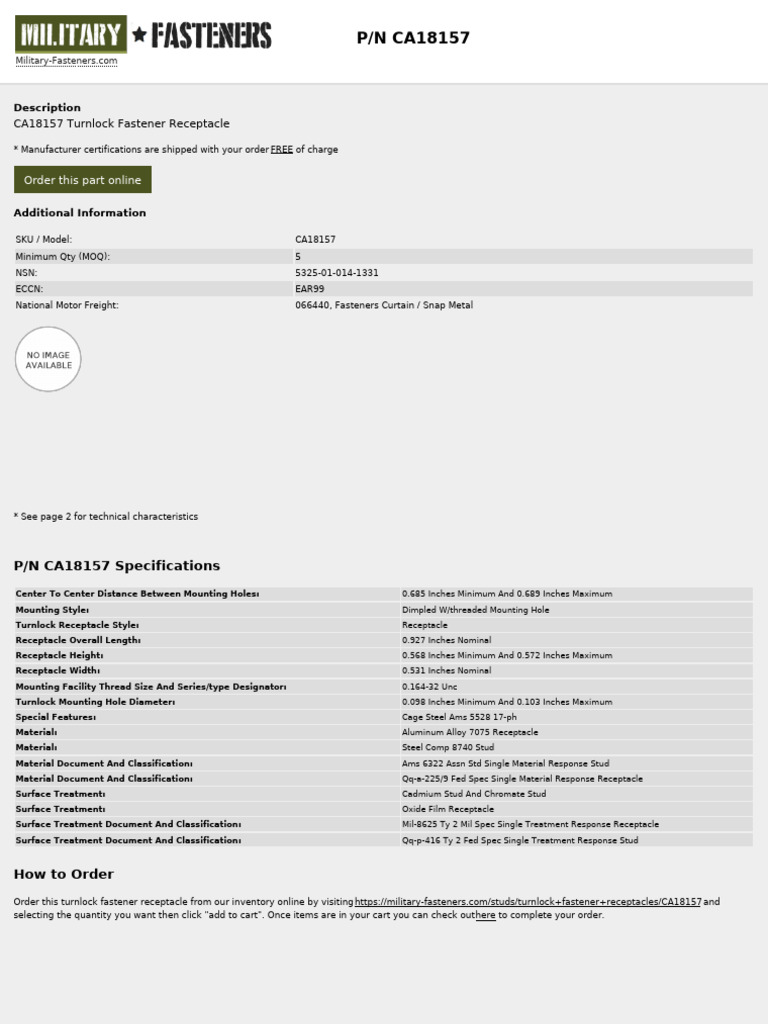 CA18157 Military Fasteners Com | PDF | Materials | Metals