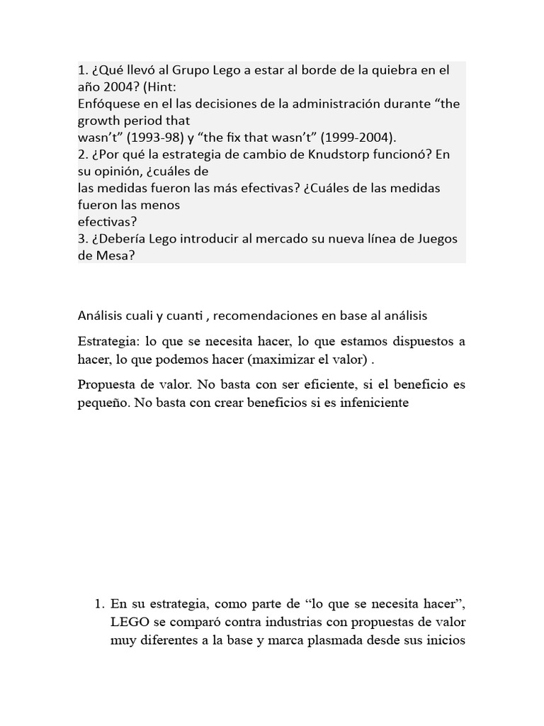 Caso LEGO | PDF
