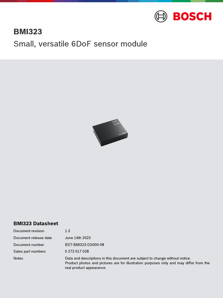 BST Bmi323 ds000 | PDF | Inertial Navigation System | Accelerometer