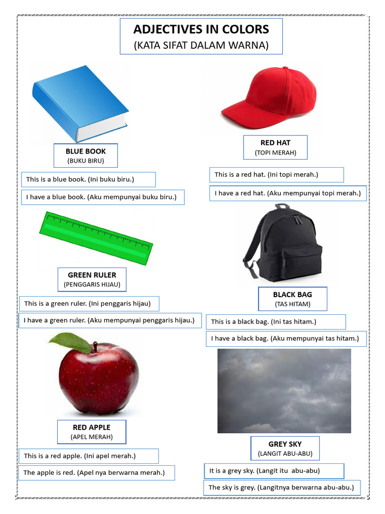 Adjectives in Colors | PDF