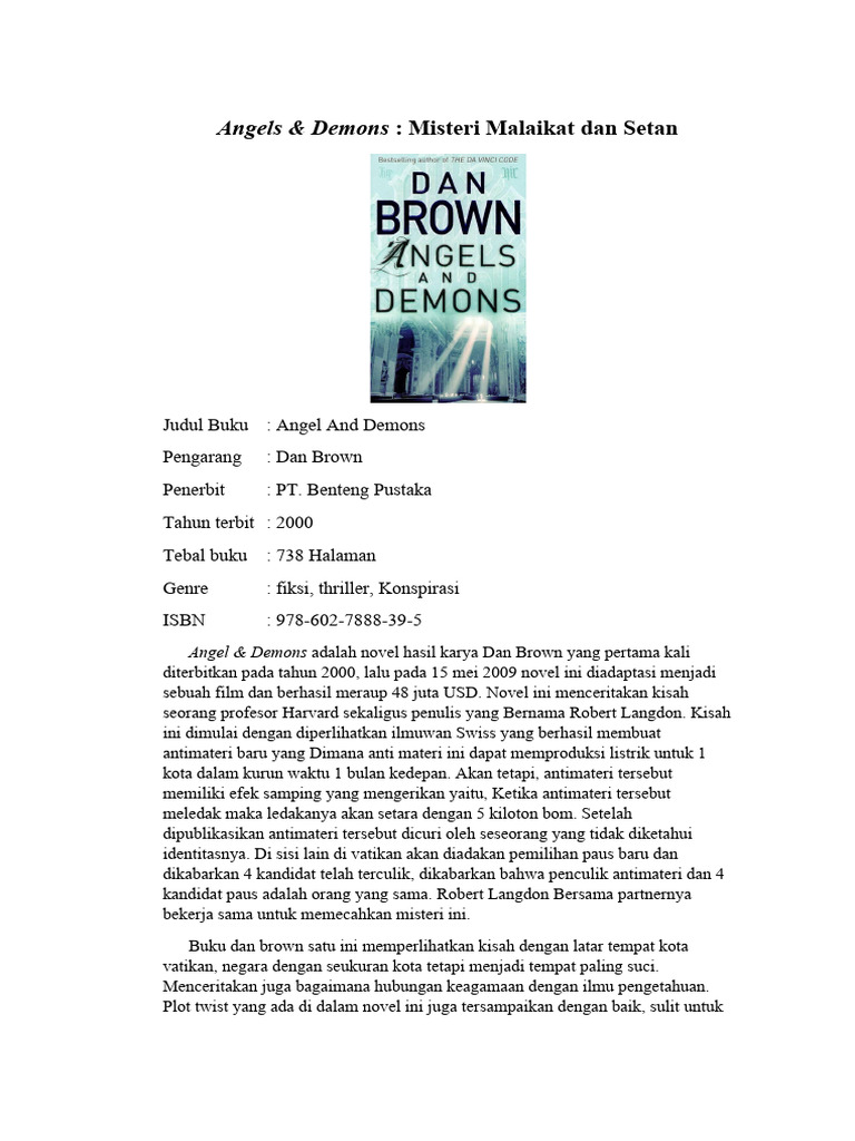 Resensi Angel and Demons (Rafa) (1) | PDF