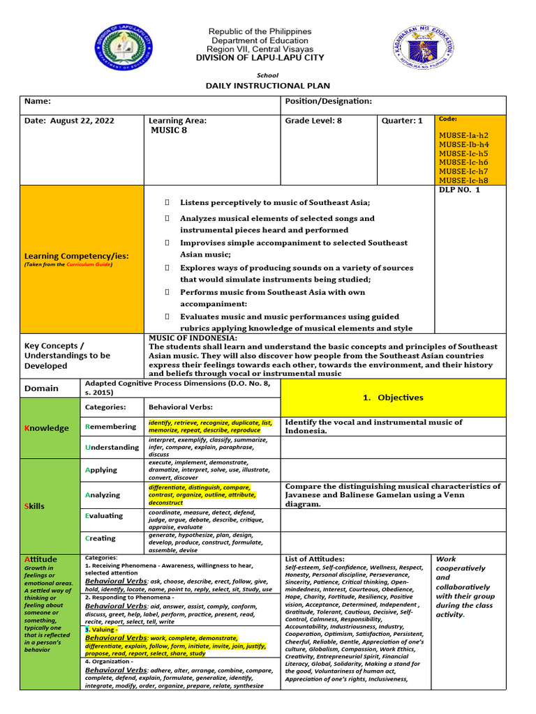 Iplan - Q1.MUSIC 8 - 2 - Indonesia | PDF
