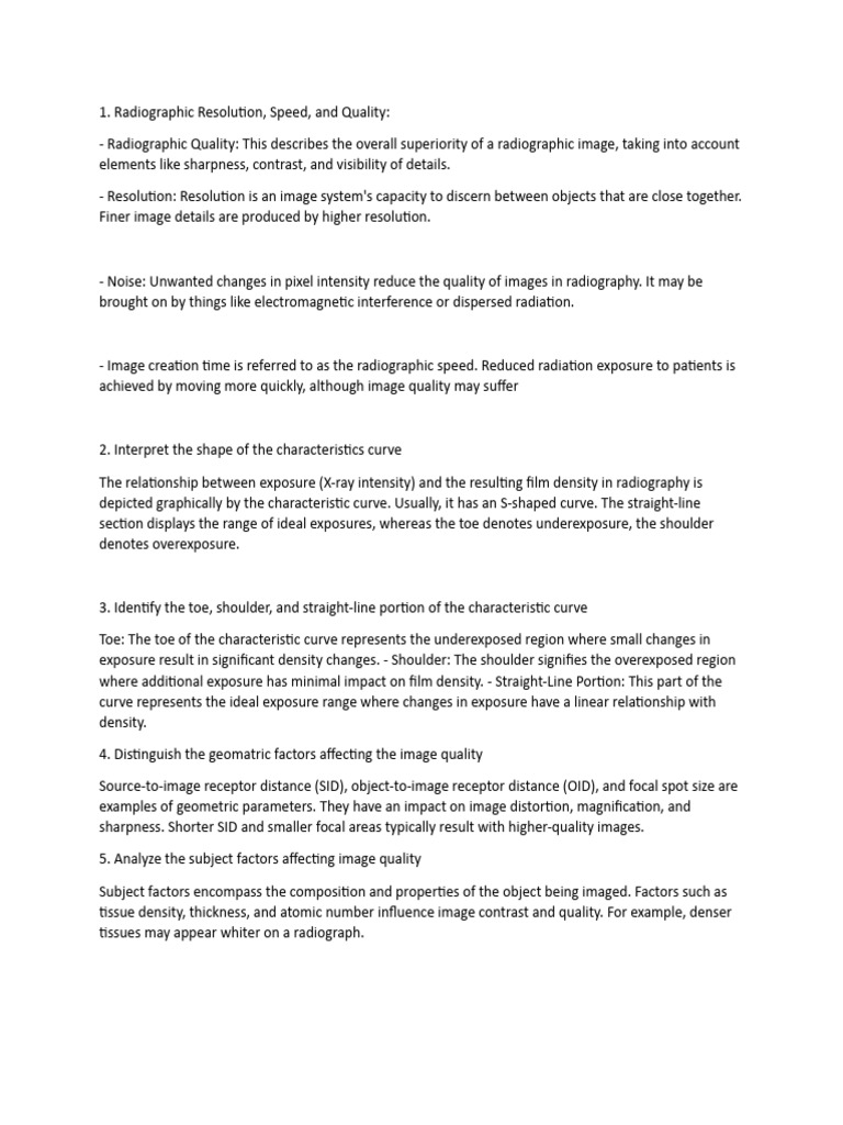 Factors Influencing Radiographic Quality | PDF | Radiography | Medical ...