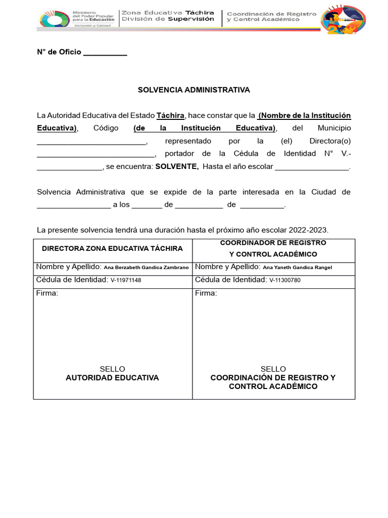 Modelo de Solvencia Administrativa para Enviar | PDF