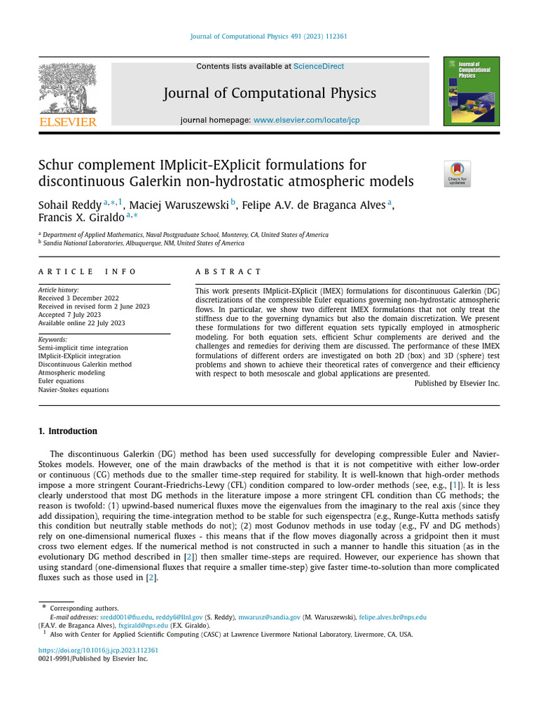 Schur Complement IMplicit EXplicit Formulations For Dis 2023 Journal of Comp | PDF | Pressure ...