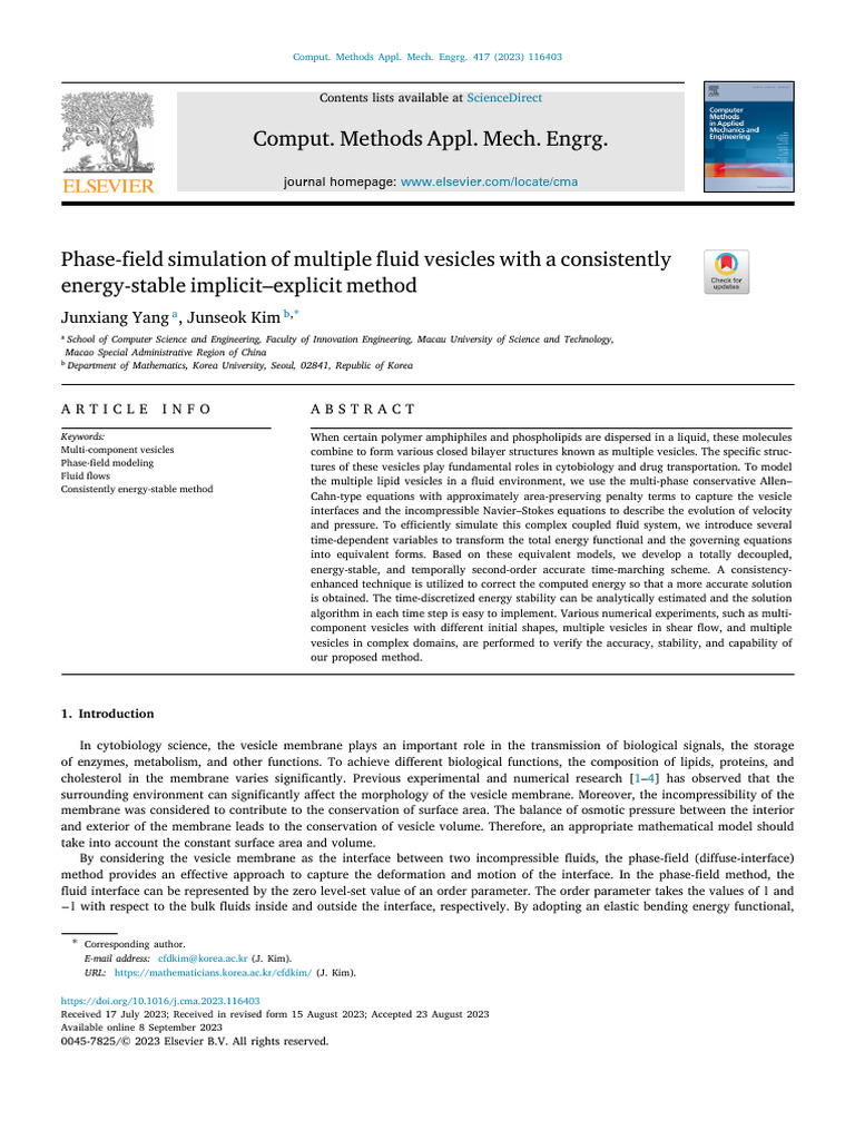 Phase Field Simulation of Multiple Fluid Vesicl 2023 Computer Methods ...