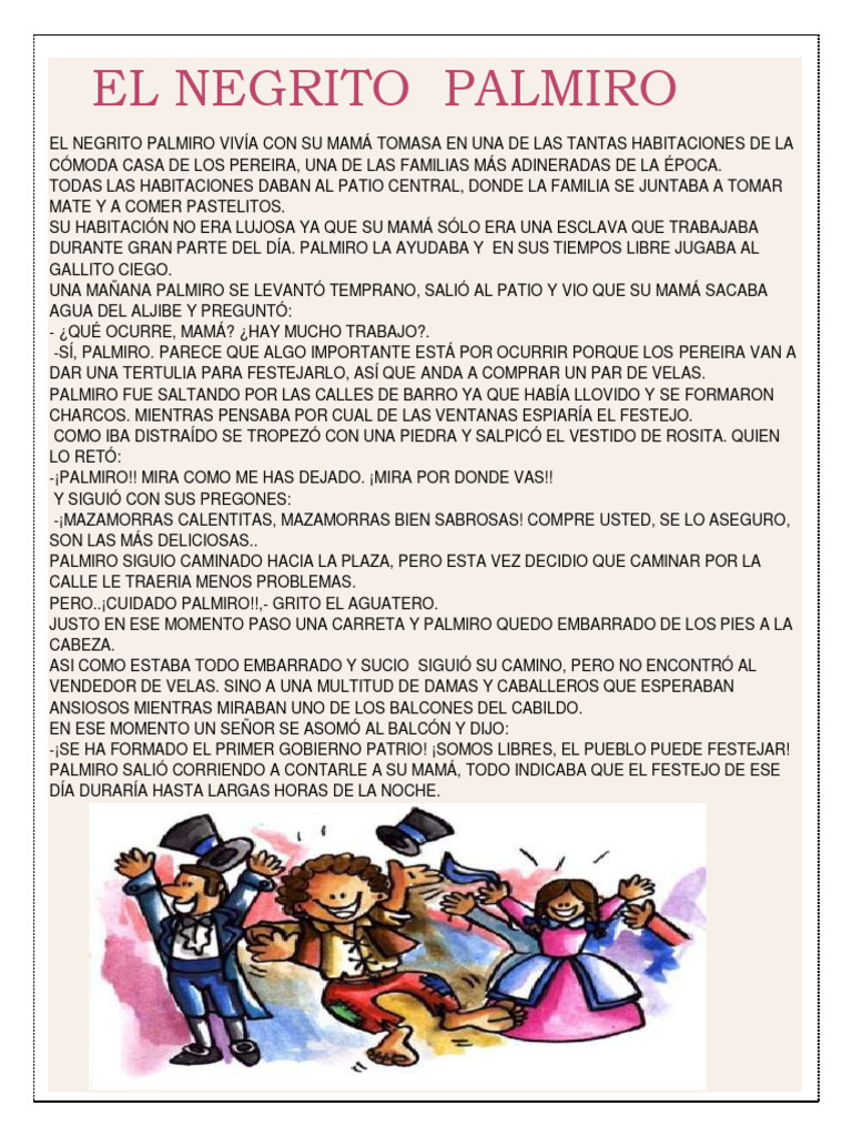 Actividades del cuento El Negrito Palmiro | PDF | Novela negra ...