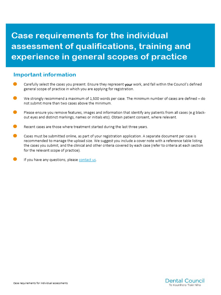 Case Requirements For Individual Assessment of Qualifications | PDF ...