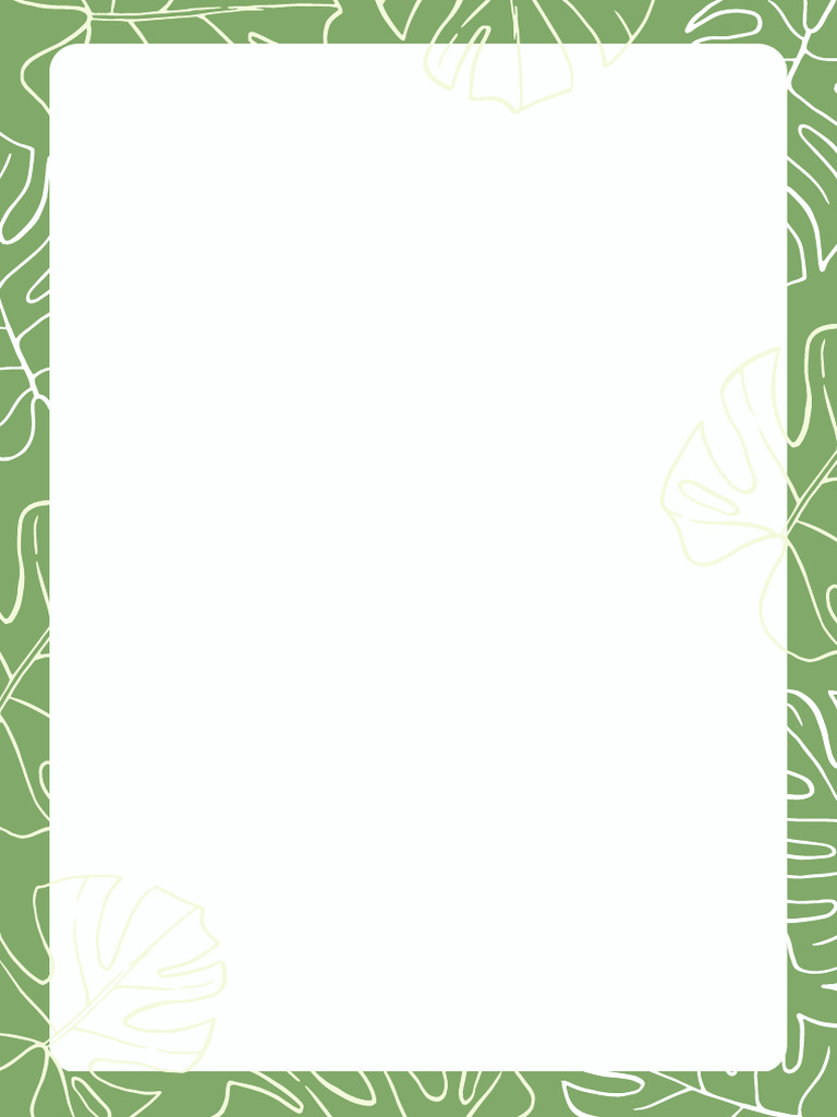 White and Green Minimalist Plant Leaves Page Border | PDF