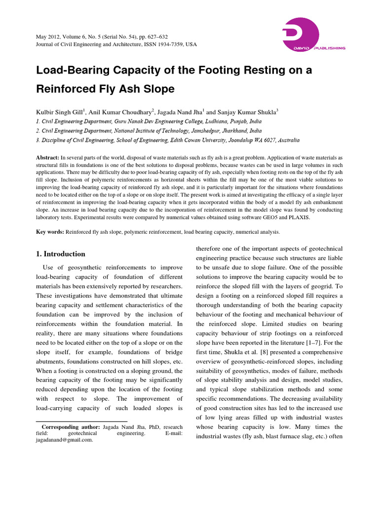 Load-Bearing Capacity of The Footing Resting On A Reinforced Fly Ash Slope | PDF | Geotechnical ...