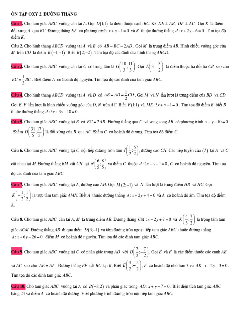 Ôn tập hình Oxy 2 | PDF
