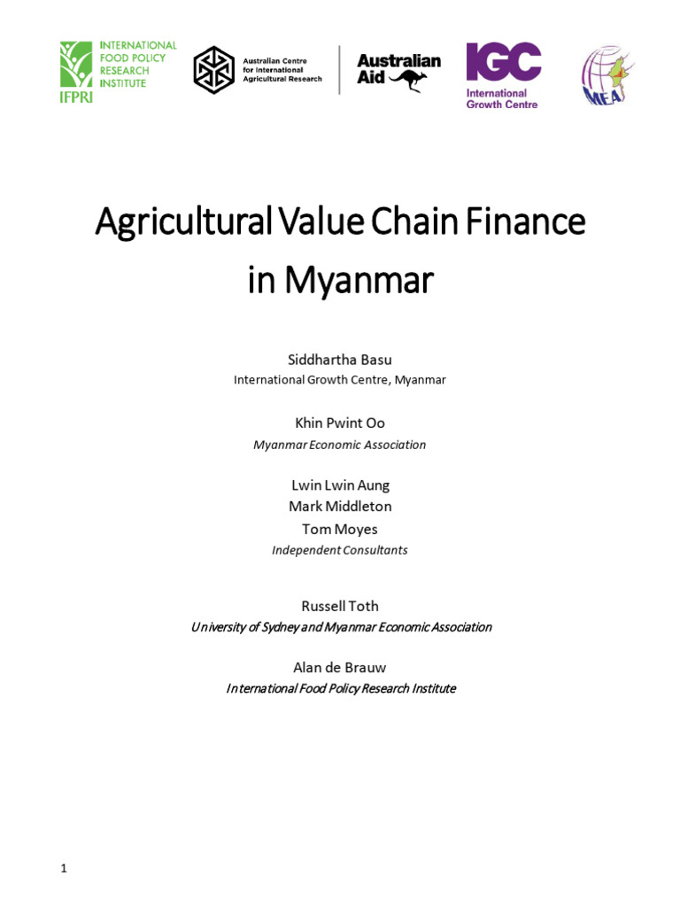 Agricultural Value Chain Finance In Myanmar 0 Pdf Insurance