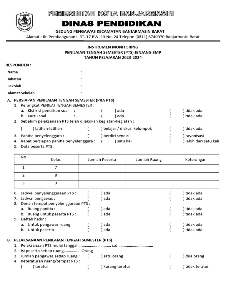 Instrumen Monitoring PTS | PDF