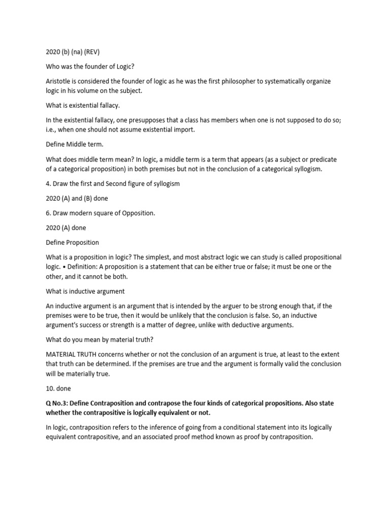 2020 (B) (Na) (REV) | PDF | Argument | Logic