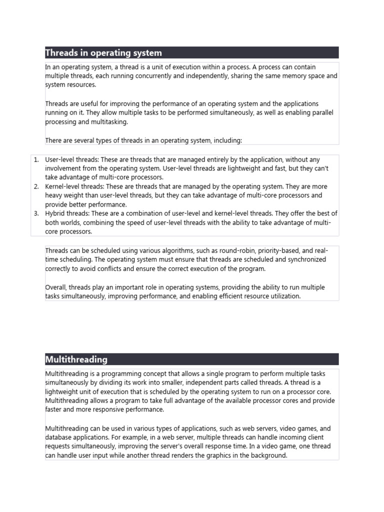 OS Threads & Multithreading Basics | PDF | Thread (Computing) | Process (Computing)