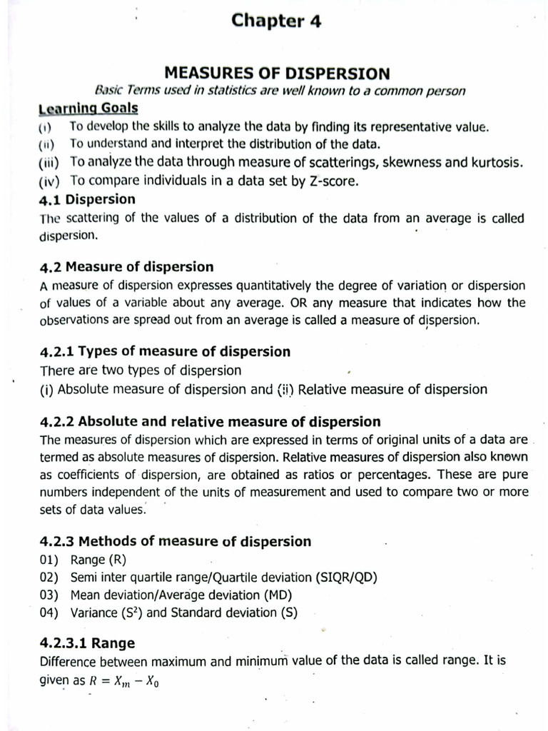 Ch#4 Measures of Dispersion | PDF