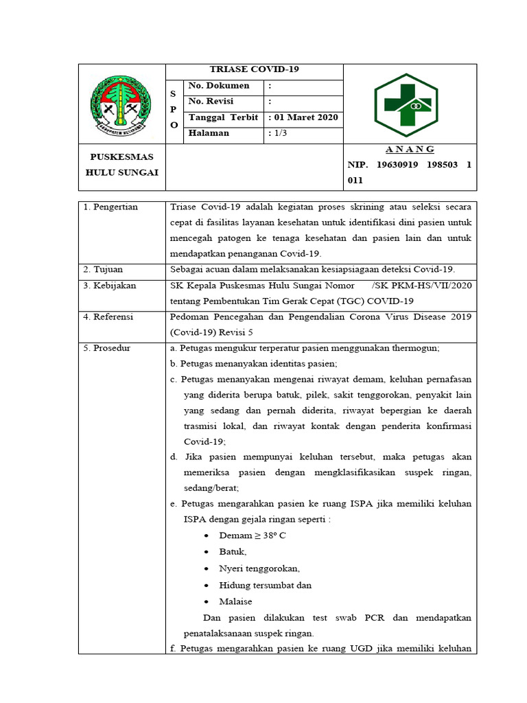 Triase Covid-19 | PDF