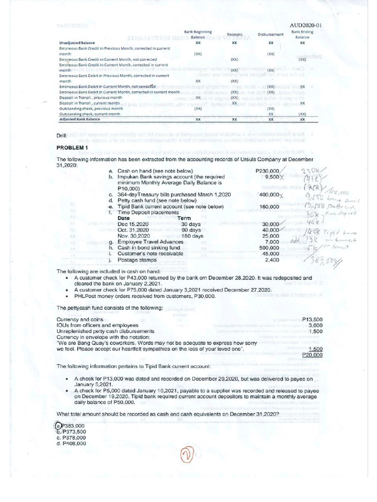 CASH AND CASH EQUIVALENTS PROBLEM AND DIY Activit | PDF