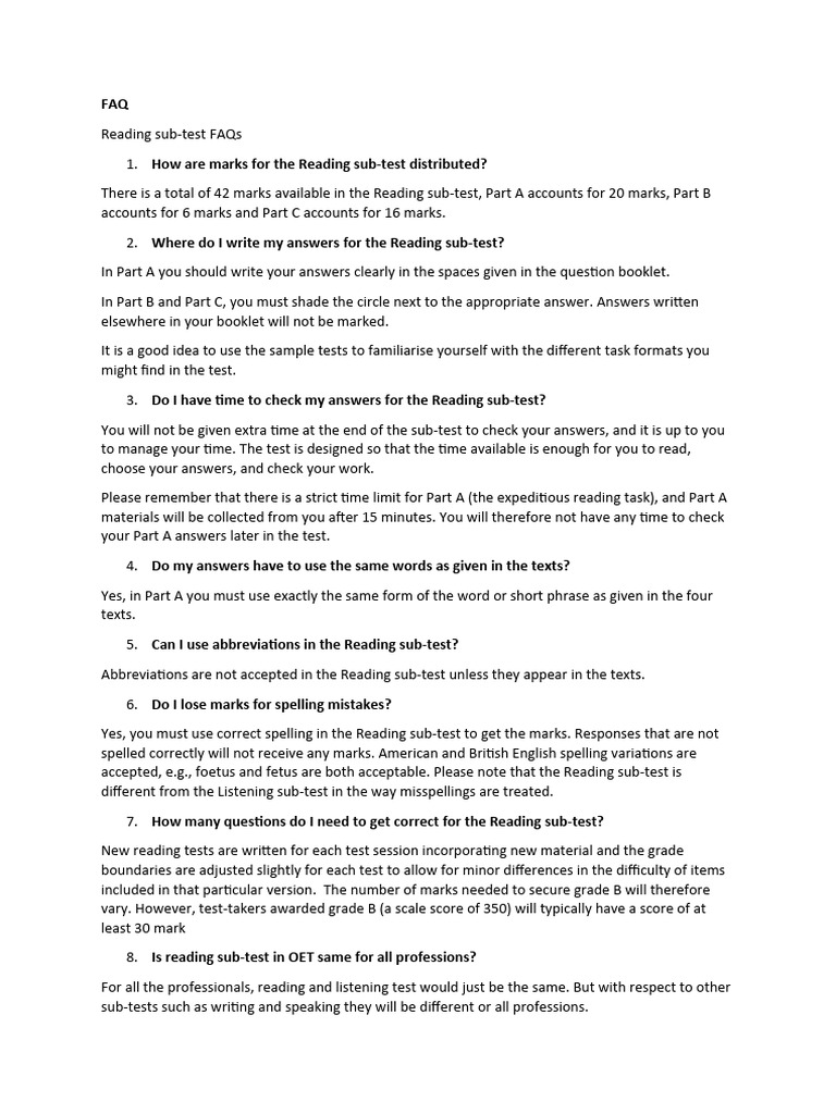 Reading Faq | PDF