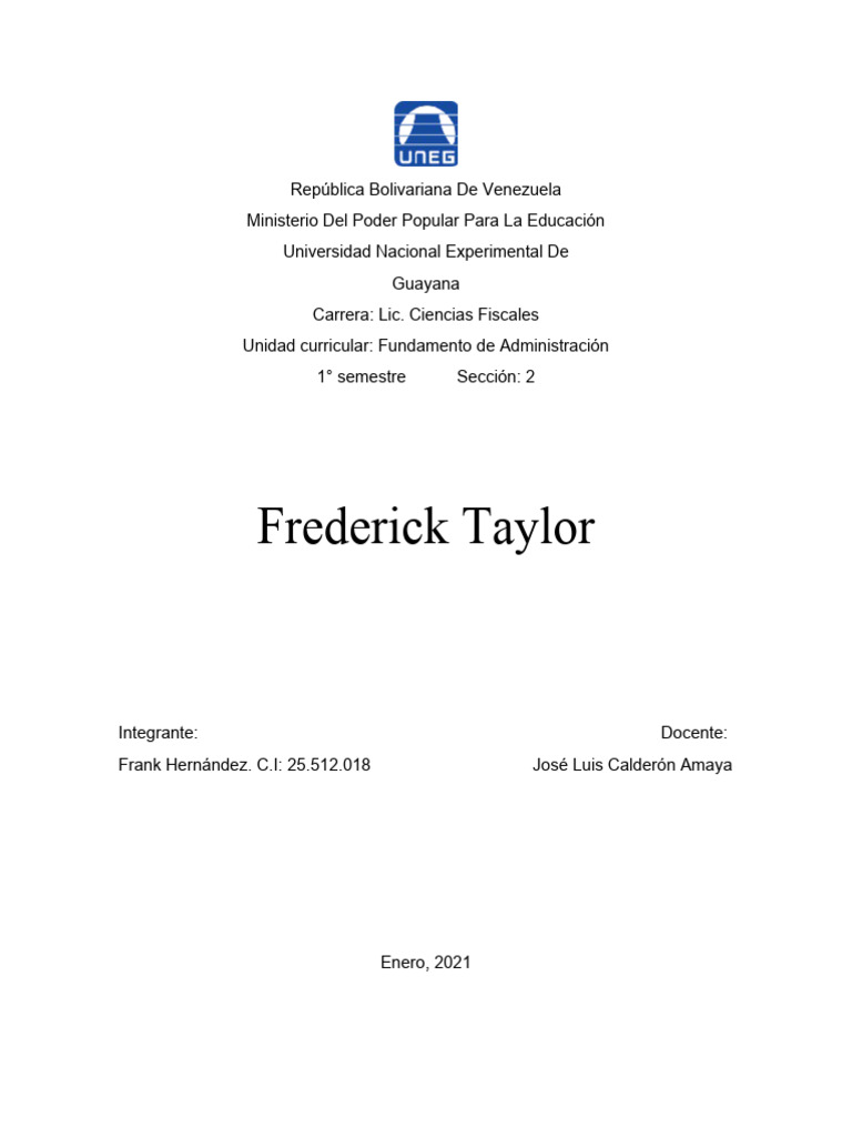 Frederick Taylor y la Administración Científica | PDF | Career & Growth ...