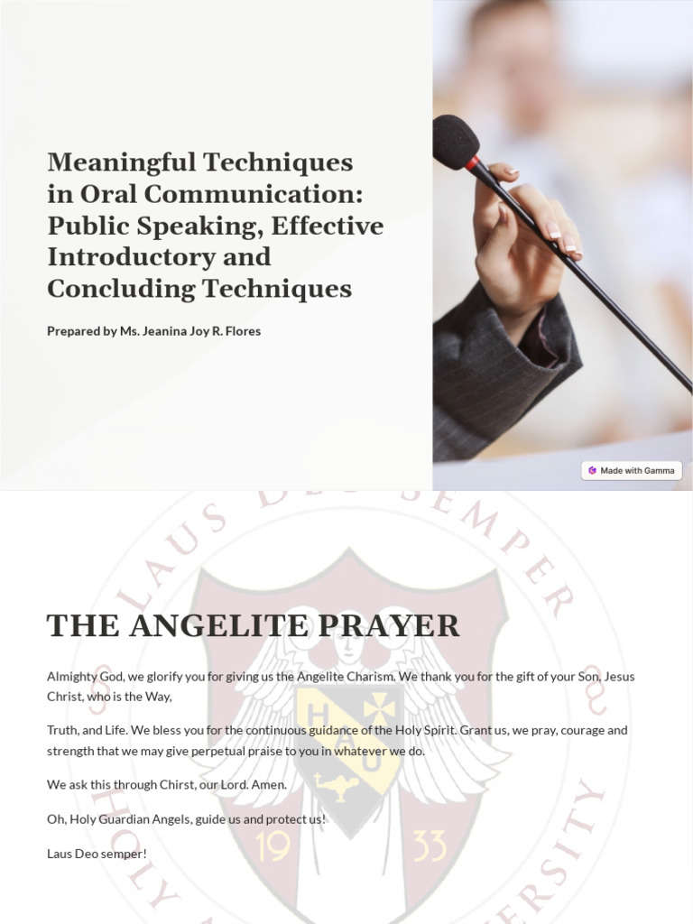 Oral Communication Techniques Guide | PDF | Communication | Public Speaking