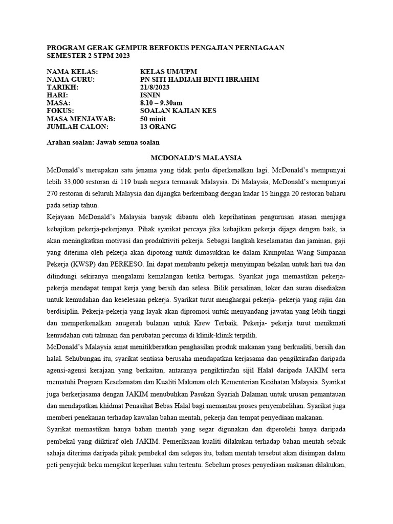 Program Gerak Gempur Berfokus PP (20 Ogos - 24 Ogos 2023) | PDF