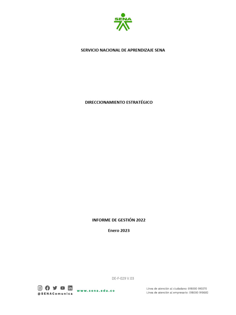 Informe Gestion Sena 2022 | PDF | Business