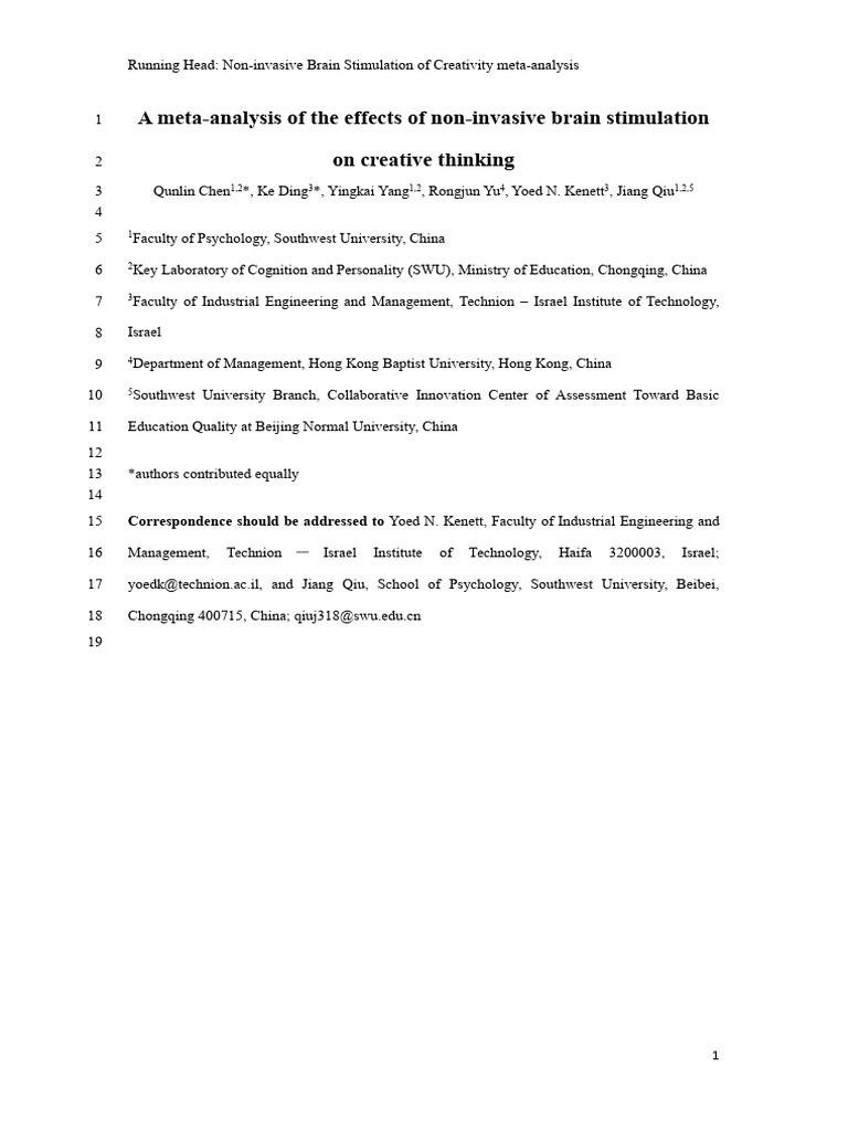 NIBScrea Manuscript Psyarxiv | PDF | Creativity | Dorsolateral Prefrontal Cortex