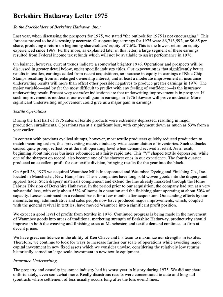 2. Letter to Shareholders 1976 | PDF