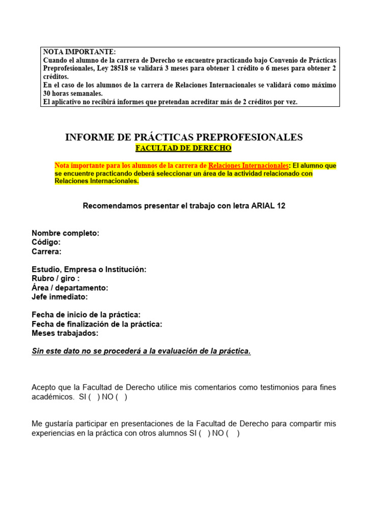 Informe de Prácticas Preprofesionales | PDF | Cognición