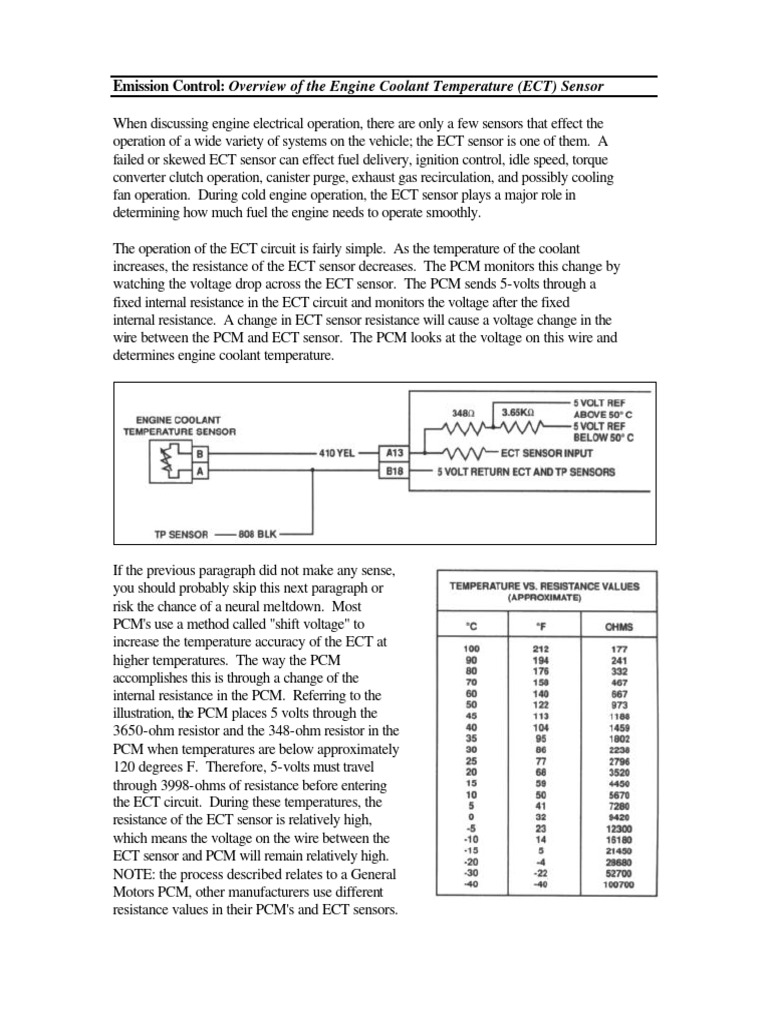 Emission Control: Overview of The Engine Coolant Temperature (ECT ...