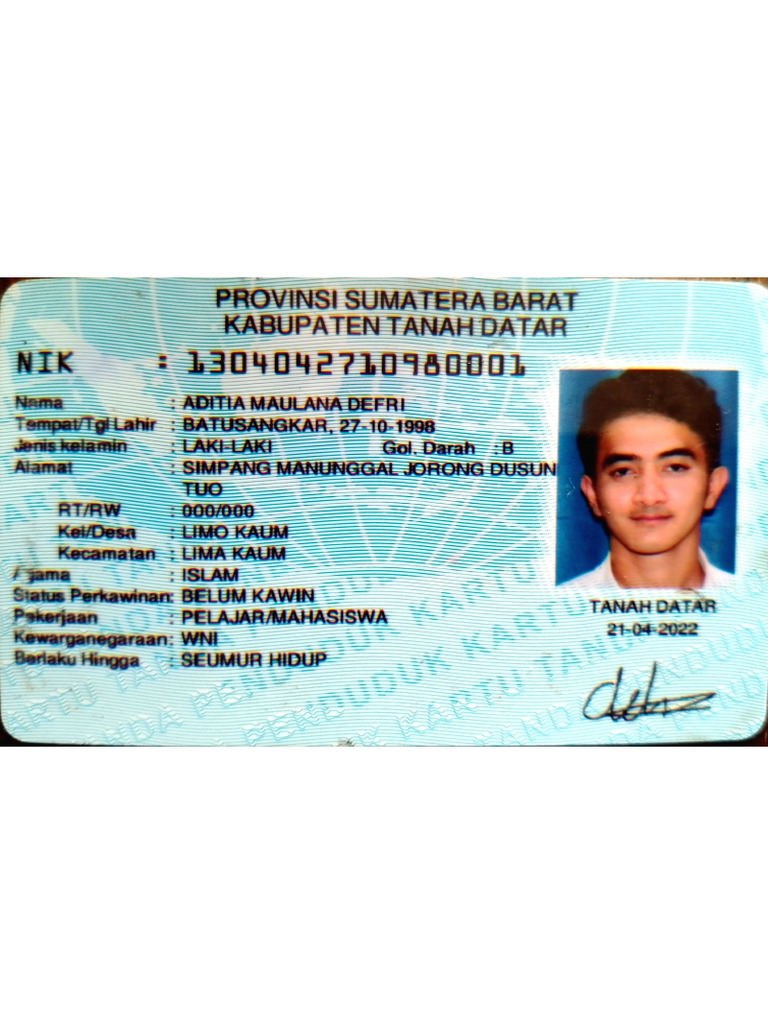 KTP Aditia Maulana Defri | PDF