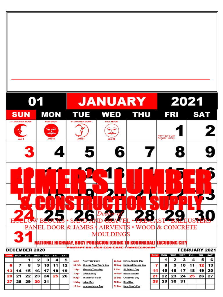 (Elmer - S) Comercial Calendar Template | PDF | Entertainment Events ...