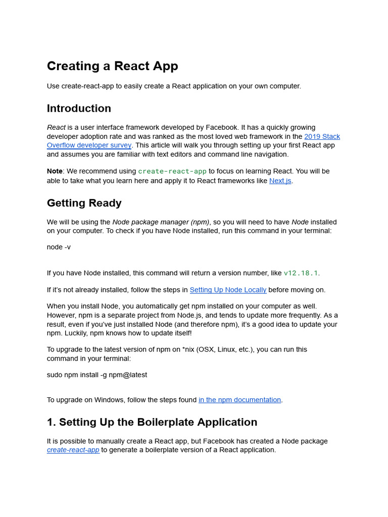 Creating A React App Download Free Pdf Mobile App Java Script